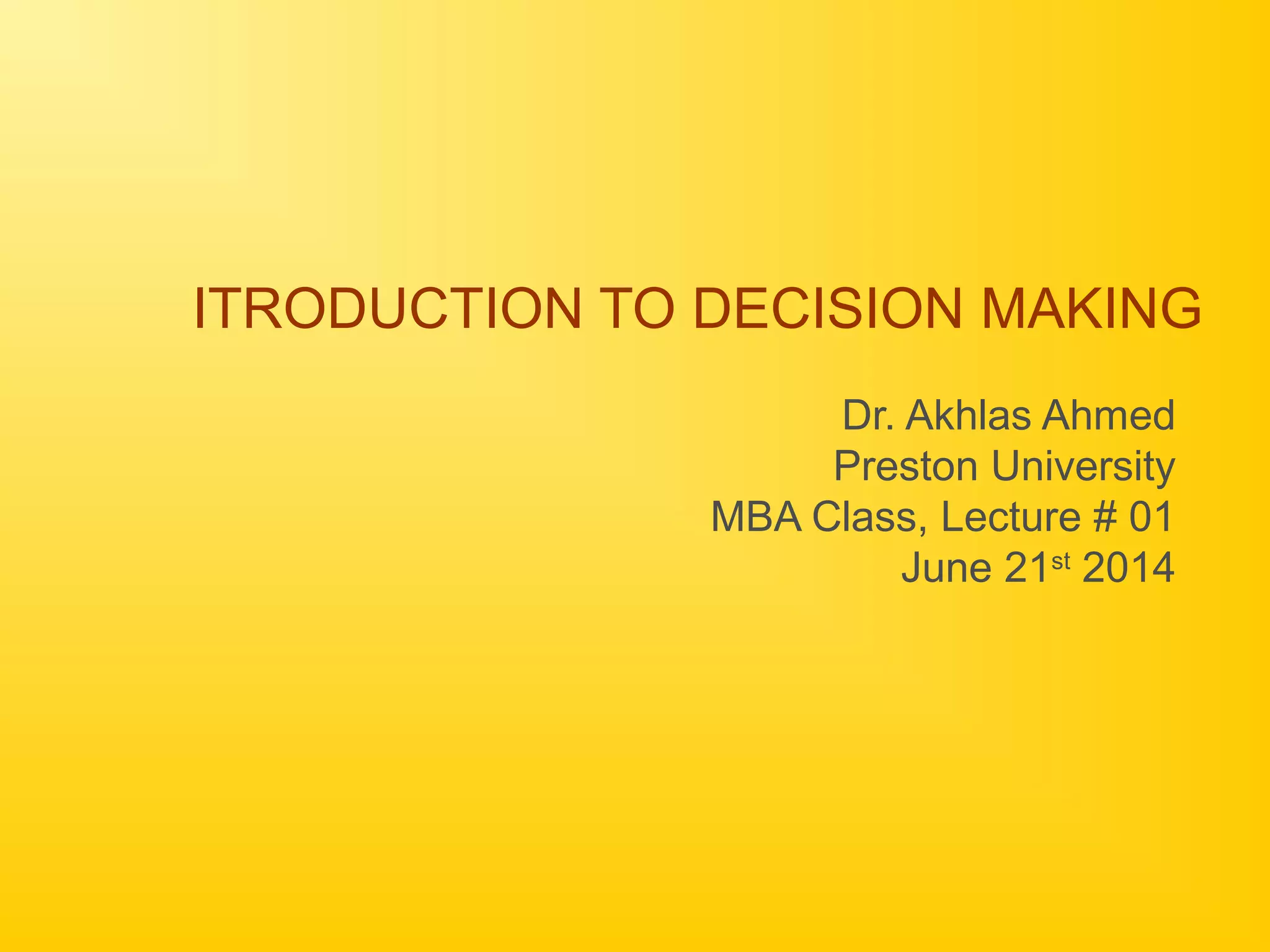 Decision making | PPT