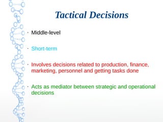 Strategic, Tactical and Operational Decision Making | ODP