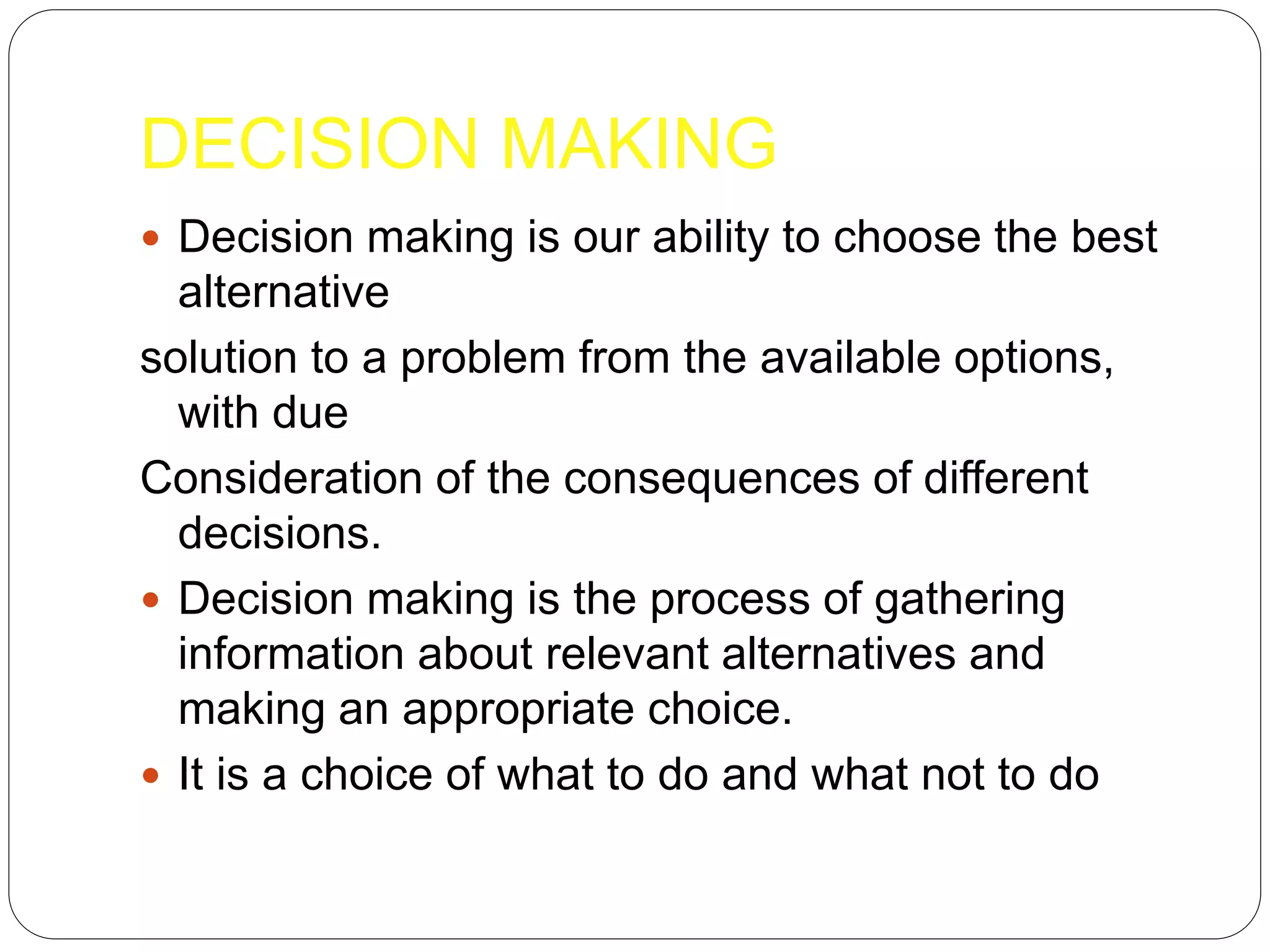 Decision making - the most important value | PPTX | Science