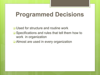 Decision Making in An Organization | PPTX