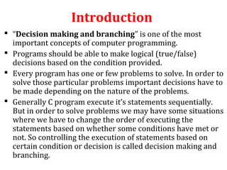 Decision making and branching | PPT