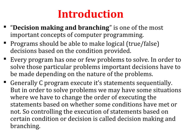 Decision making and branching | PPT