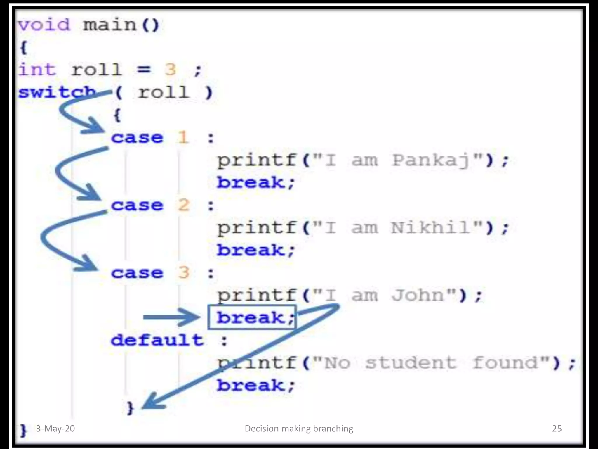 Decision makingandbranching in c | PPTX | Programming Languages | Computing