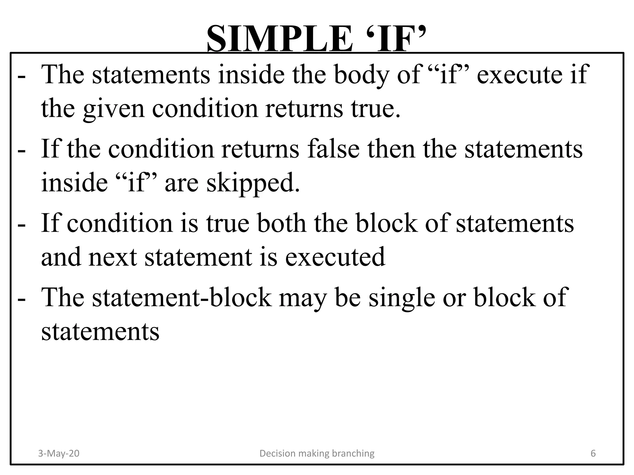 Decision makingandbranching in c | PPTX