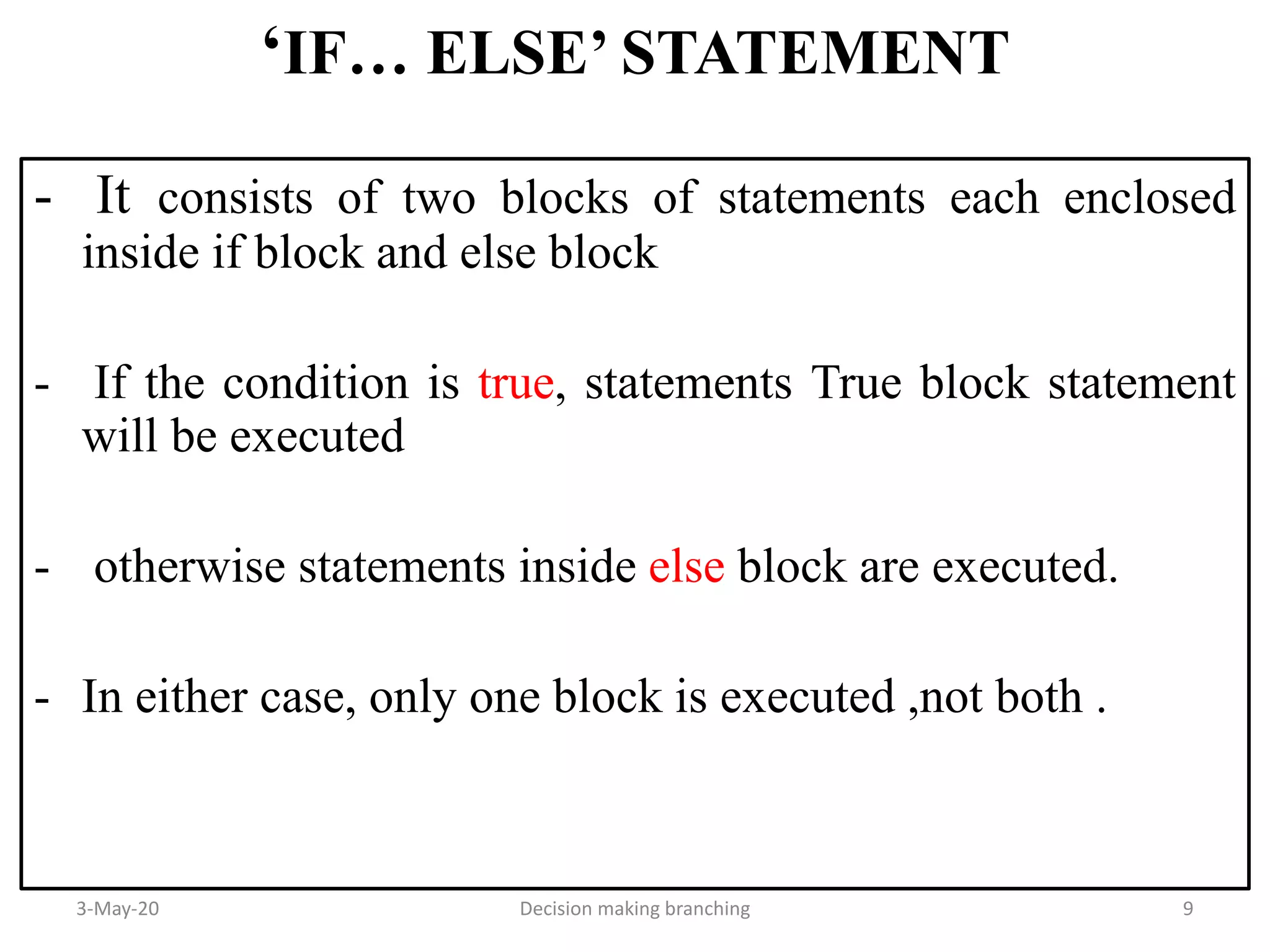 Decision makingandbranching in c | PPTX