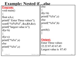 Decision makingandbranching in c | PPTX