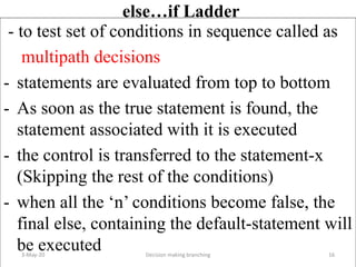Decision makingandbranching in c | PPTX