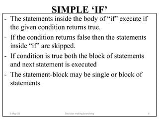 Decision makingandbranching in c | PPTX