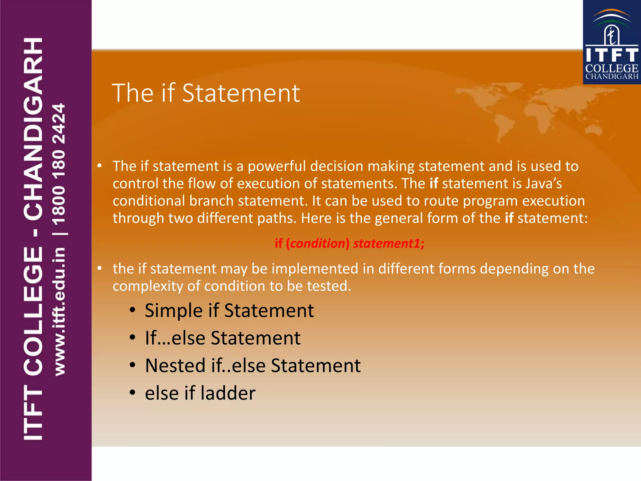 itft-Decision making and branching in java | PDF