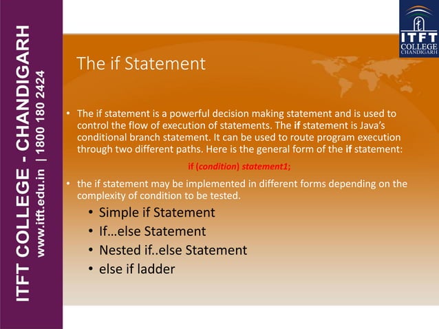 Itft Decision Making And Branching In Java Pdf Programming Languages Computing