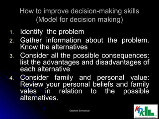 Decision making and goal setting emm | PPT | Medical Health