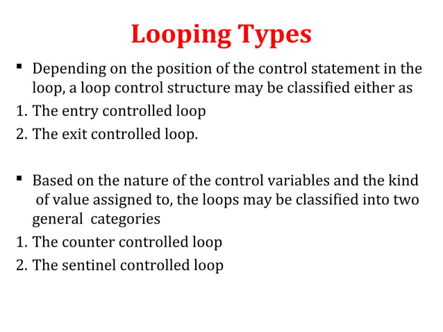 Decision making and looping | PPT | Programming Languages | Computing