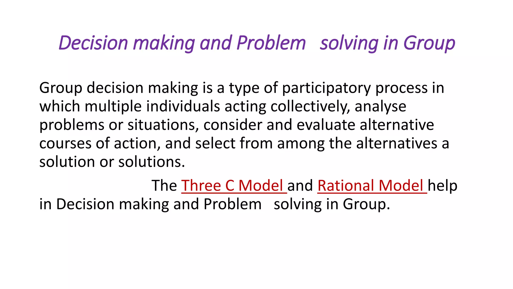 Decision making and problem solving in group. | PPTX