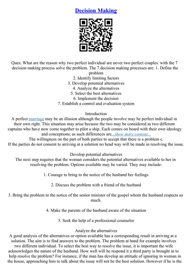 Decision Making Essay | PDF