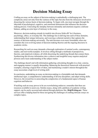 Decision Making Essay. Read Effective Communication and Decision Making ...