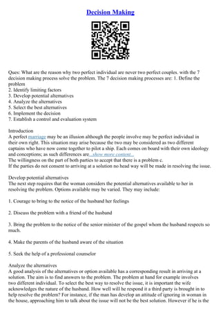 Decision Making Essays | PDF