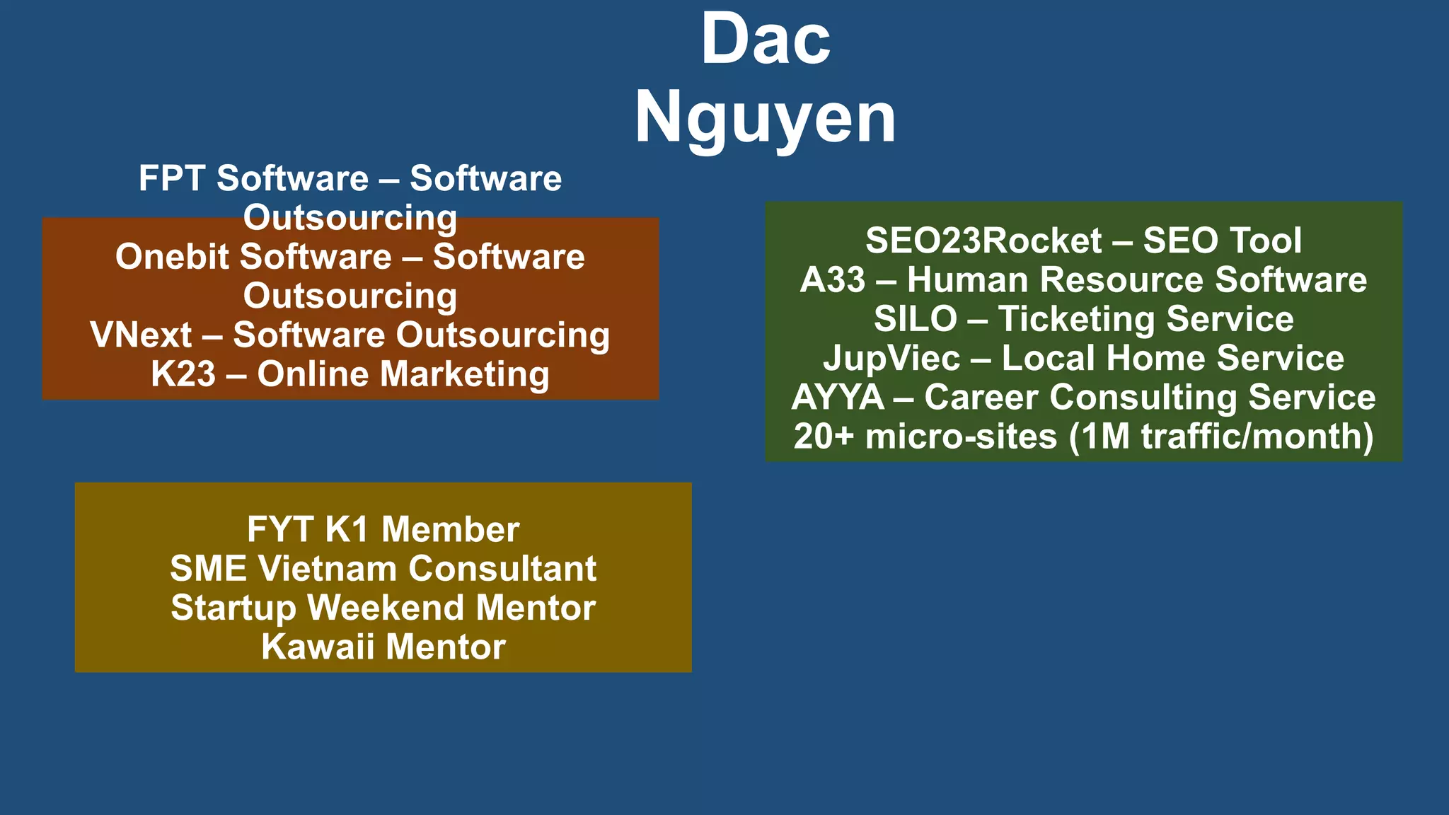 [HATCH! FAIR 2013] Decision Making for Startups - Mr. Nguyen Tat Dac | PPT