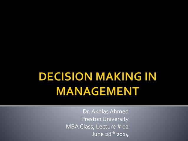 Decision Making in Management | PPTX