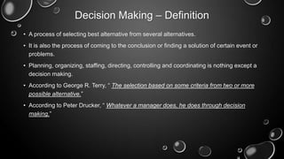 Decision making in organizations | PPTX