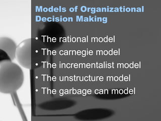 Decision making, learning, knowledge management, and information ...