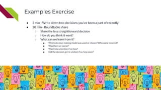 Decision Making mini-workshop | PPT