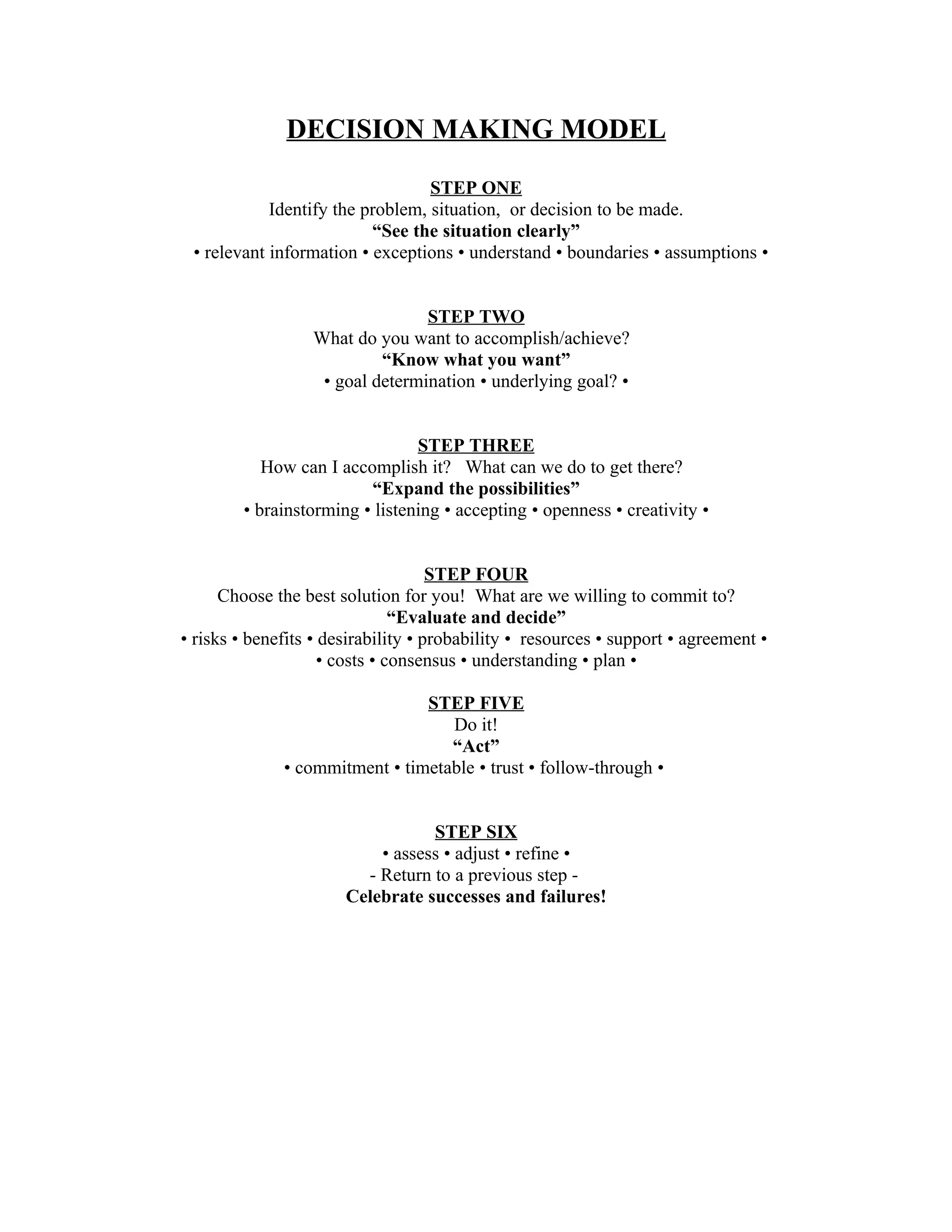 Decision Making Model | DOC