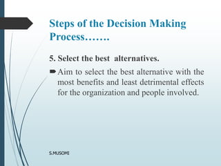 DECISION MAKING PROCESS in management of a facility | PDF