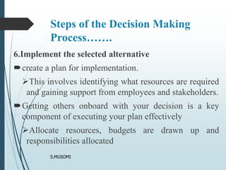 DECISION MAKING PROCESS in management of a facility | PDF