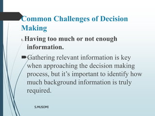 DECISION MAKING PROCESS in management of a facility | PDF
