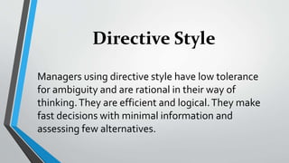 Decision Making Process & Styles of Decision Making at Management Level ...