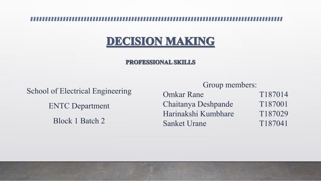 Decision making -Professional Skills | PPT