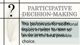 Decision making techniques values 10 | PPT