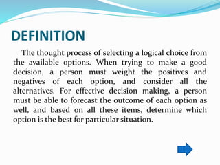Decision making theory and process | PPTX