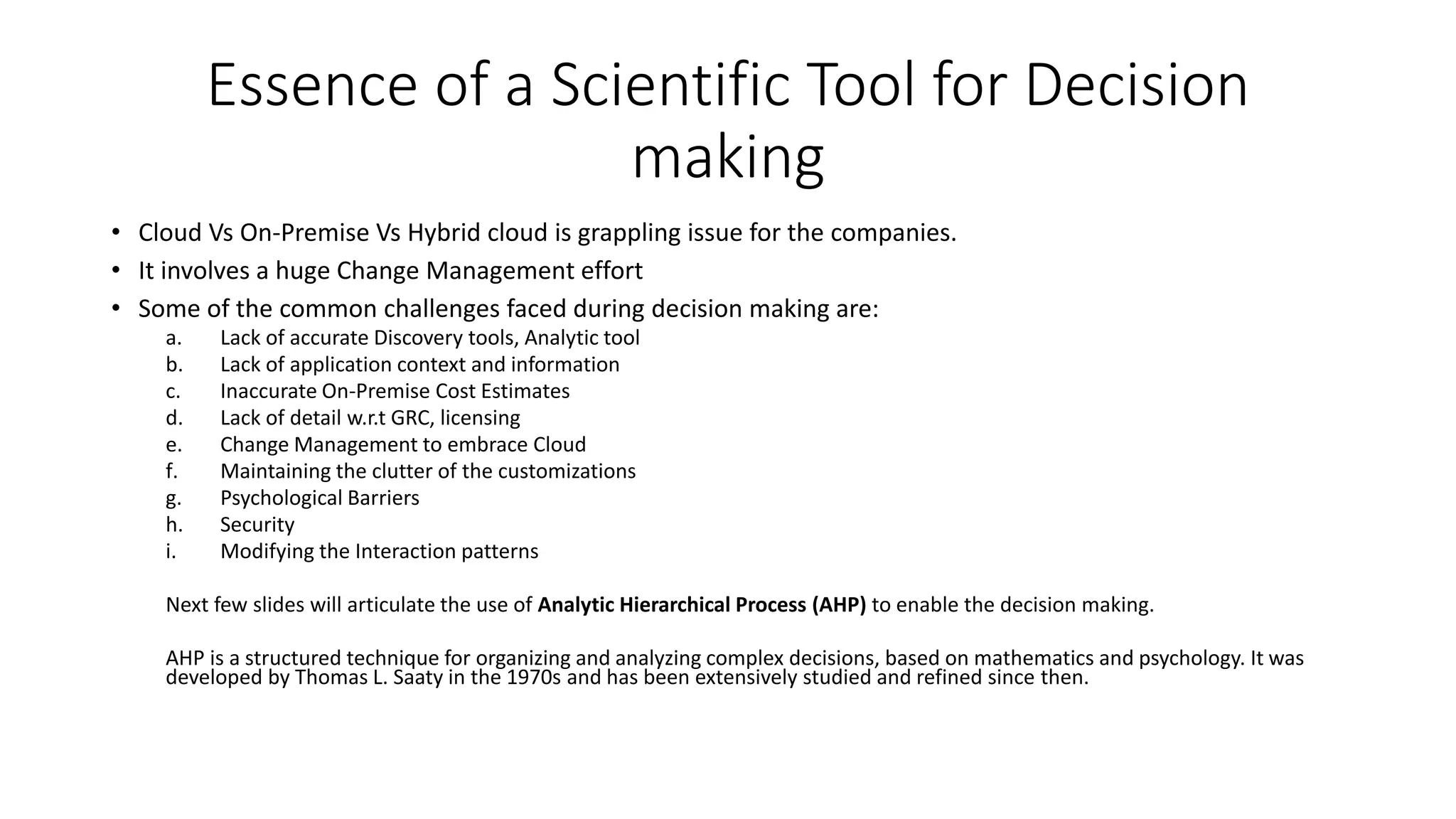 Decision Making Tool Ahp Ppt