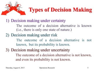 Decision making under uncertaionity | PPTX