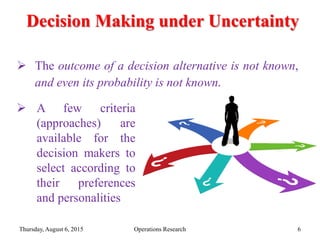 Decision making under uncertaionity | PPTX