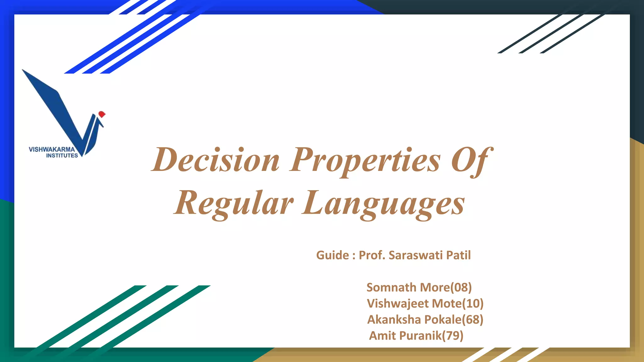 Decision properties of reular languages | PPTX