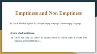 Decision properties of reular languages | PPTX