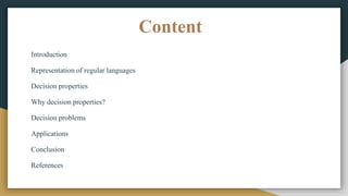 Decision properties of reular languages | PPT