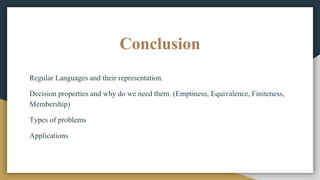 Decision properties of reular languages | PPTX