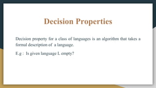 Decision properties of reular languages | PPTX
