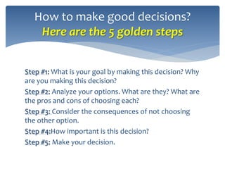 Decisions -- PSHE Presentation | PPTX | Education