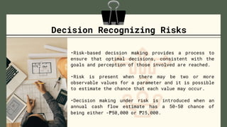 Engineering Economy : Decisions-Recognizing-Risks | PPTX