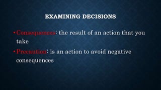 Decisions and Goals PPT for 8th health class | PPTX