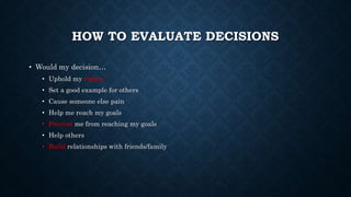 Decisions and Goals PPT for 8th health class | PPTX