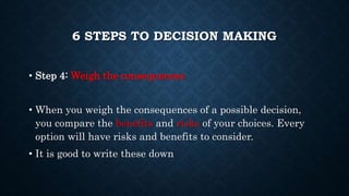 Decisions and Goals PPT for 8th health class | PPTX