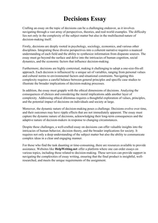Decisions Essay | PDF