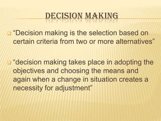 Decision situation | PPTX | Business | Business and Finance