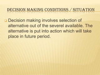 Decision situation | PPTX | Business | Business and Finance