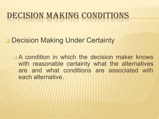 Decision situation | PPTX | Business | Business and Finance